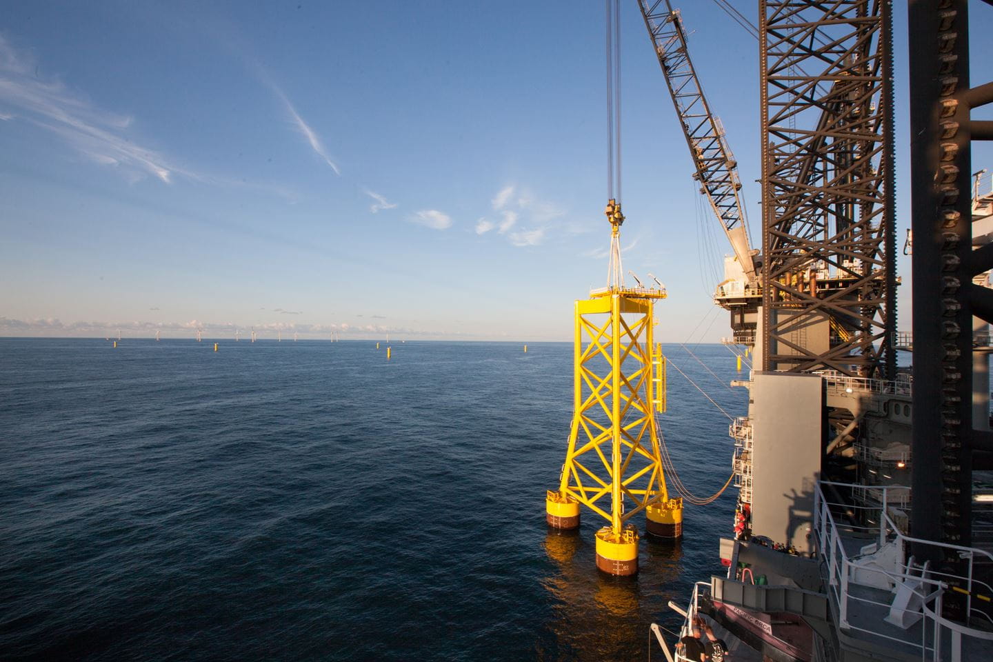 The 850 tonnes suction bucket jacket foundation has been sucked into ...