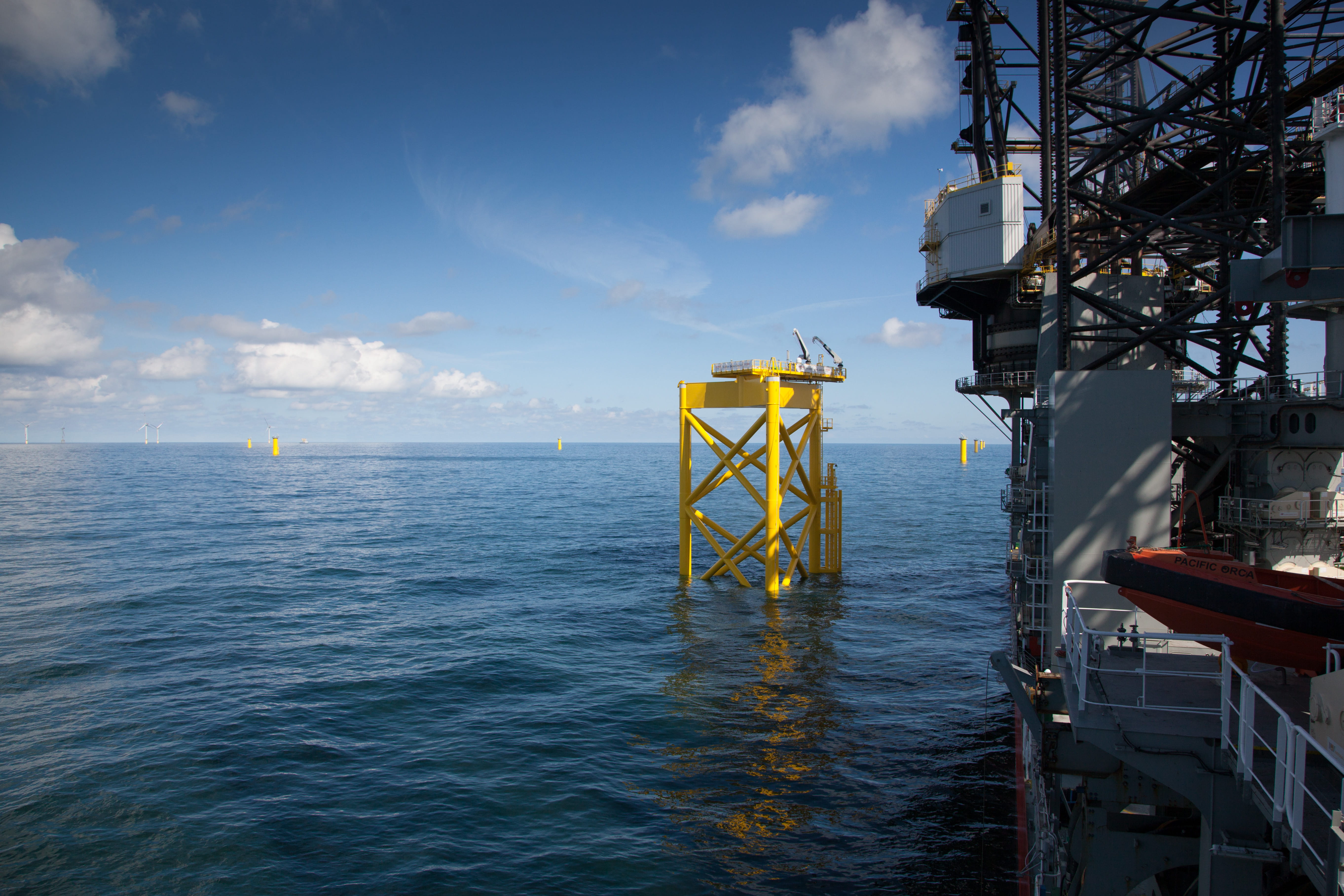 The 850 tonnes suction bucket jacket foundation has been sucked into ...